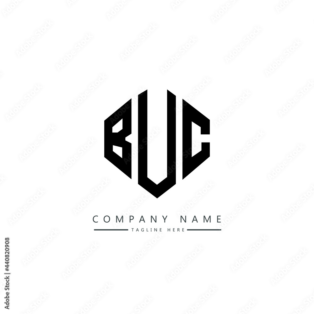 BUC letter logo design with polygon shape. BUC polygon logo monogram ...