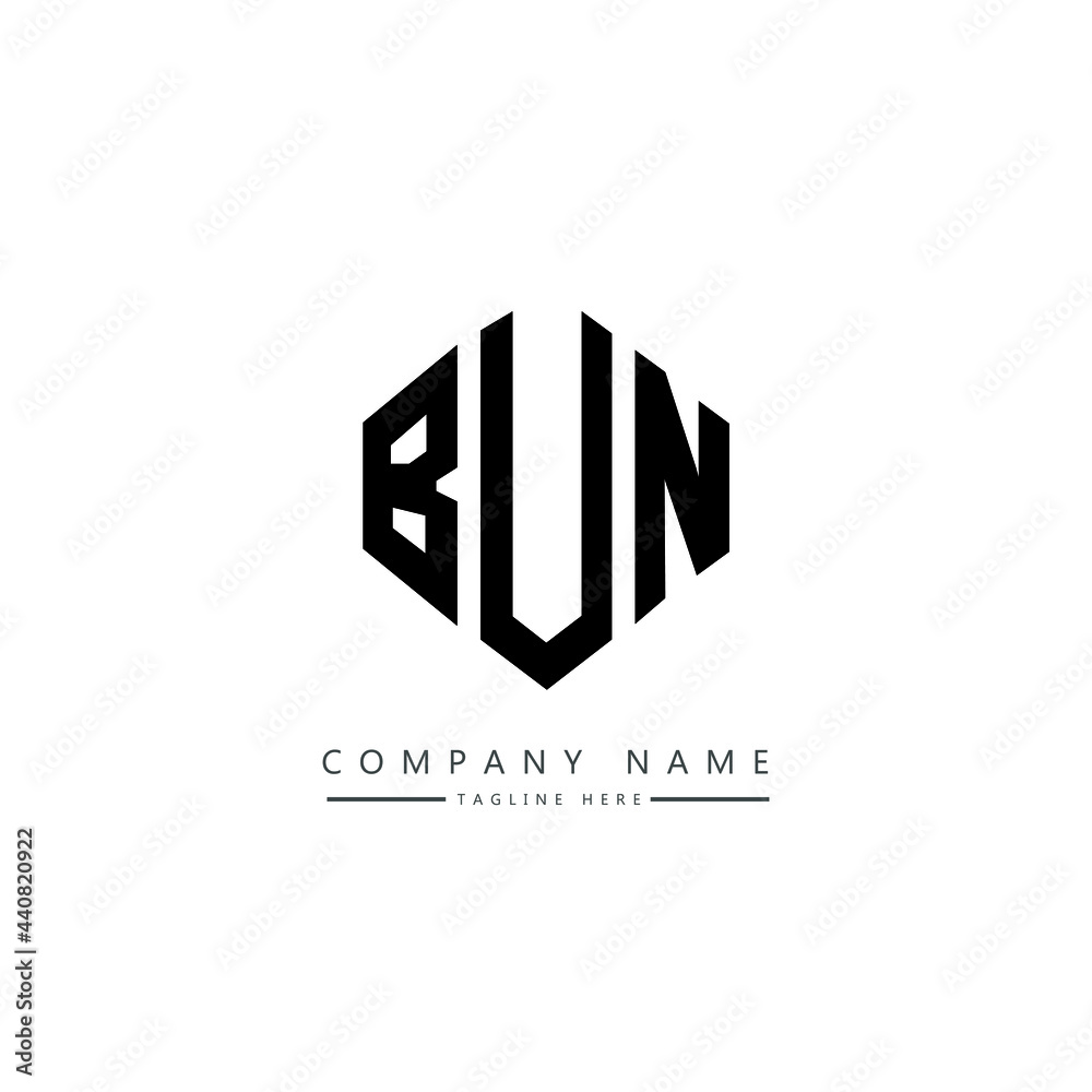 BUN letter logo design with polygon shape. BUN polygon logo monogram ...