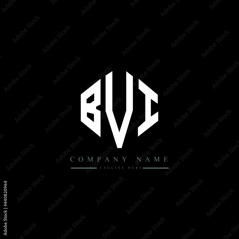 BVI letter logo design with polygon shape. BVI polygon logo monogram ...