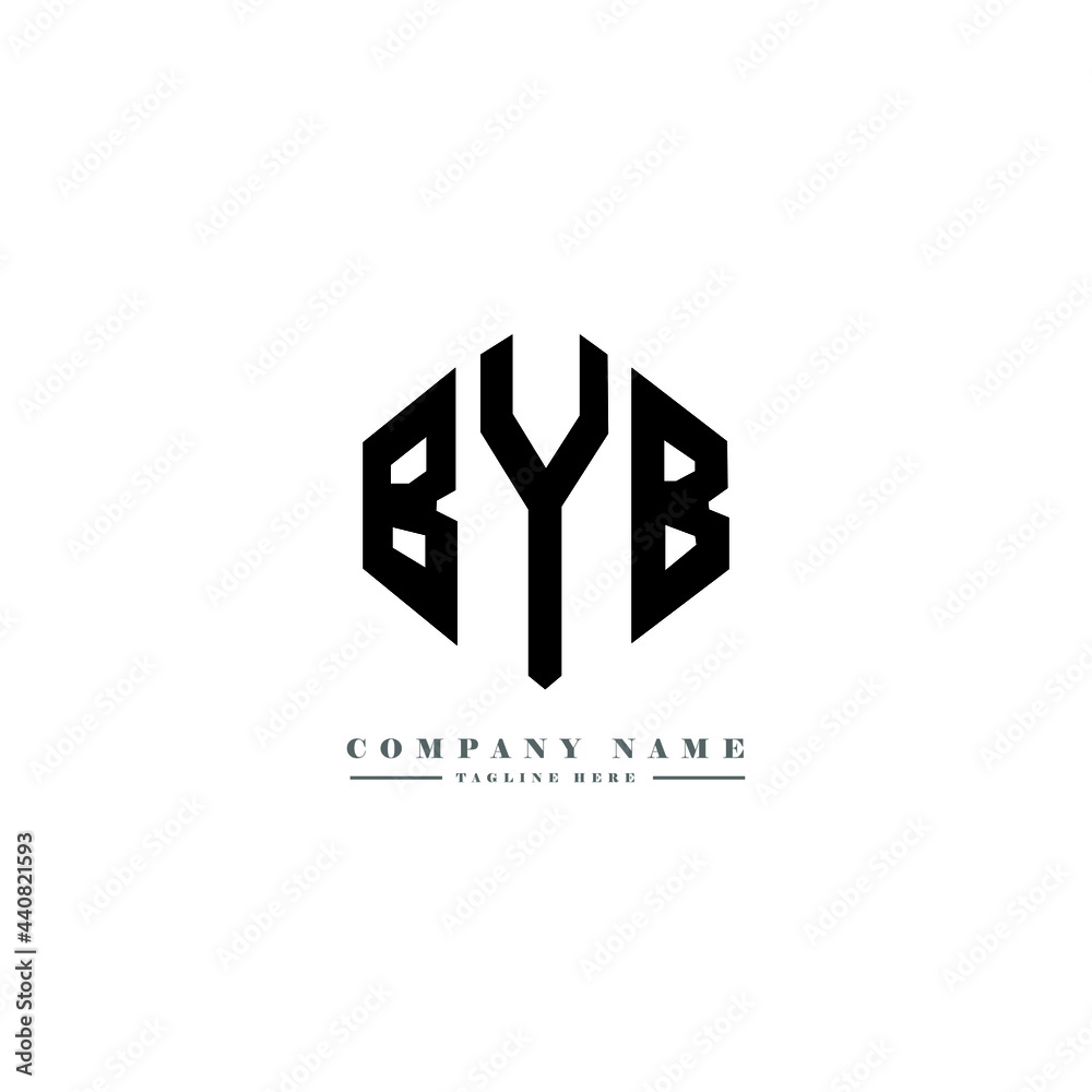 BYB letter logo design with polygon shape. BYB polygon logo monogram ...