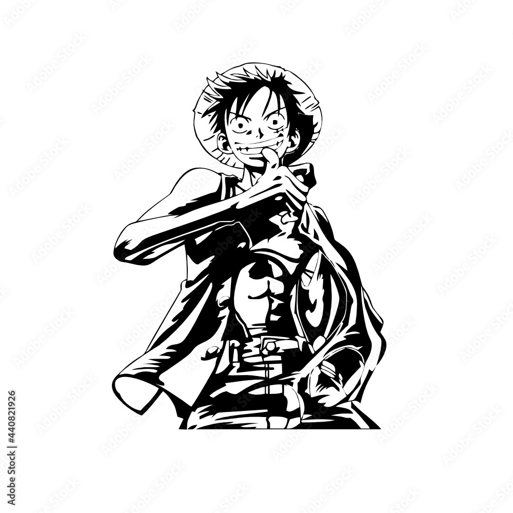 Luffy Black and White vector, Great for pictures or Sticker Stock ...