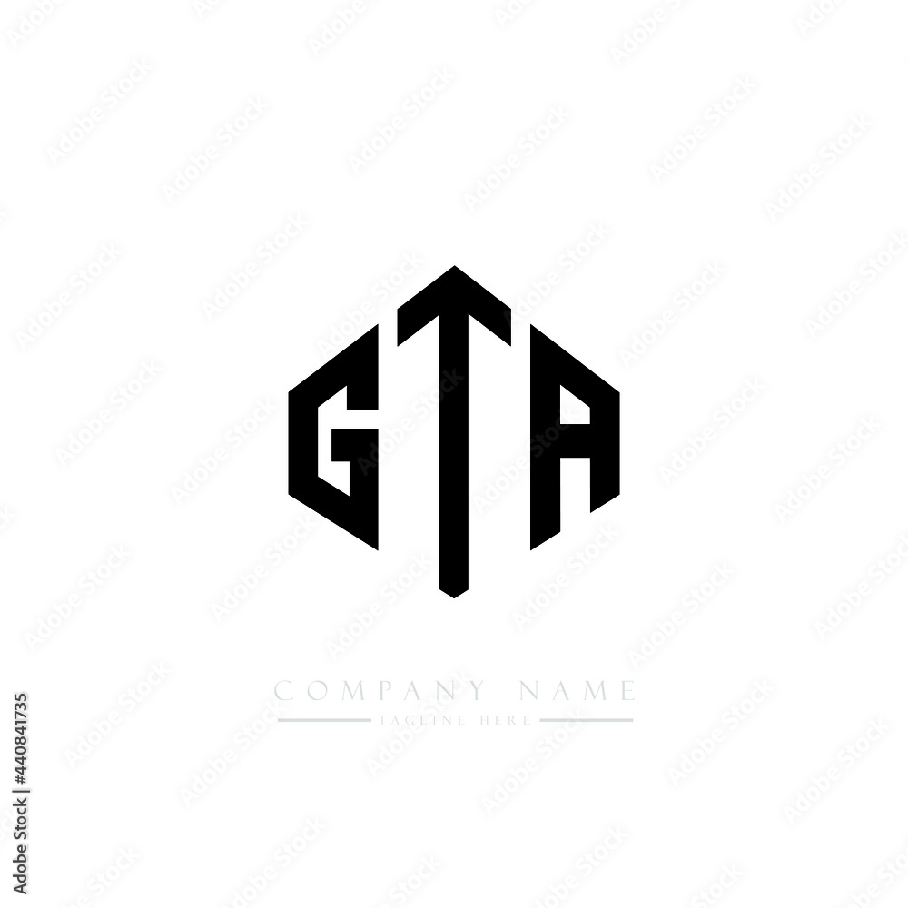 GTA letter logo design with polygon shape. GTA polygon logo monogram ...