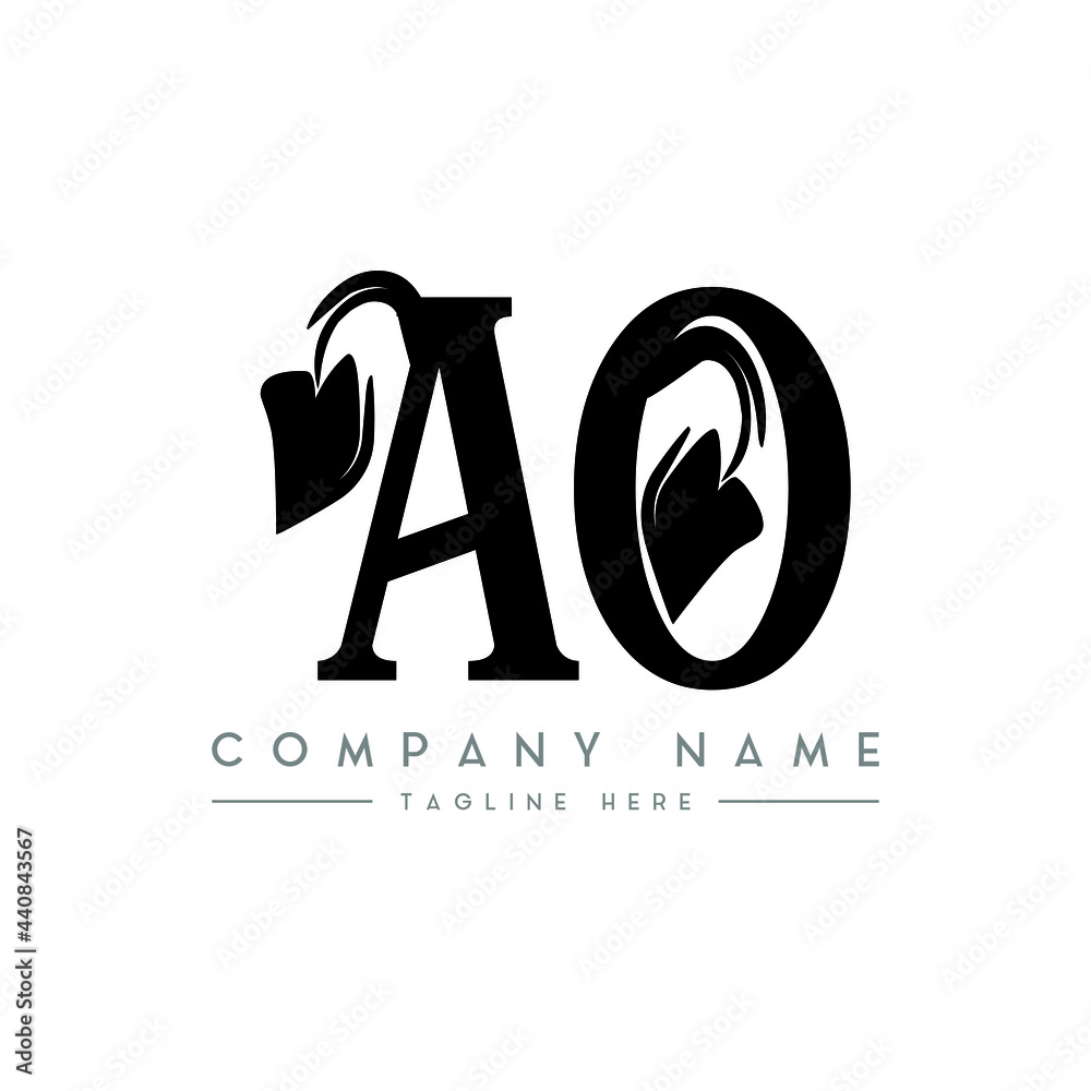 AO letter logo design. AO letter with leaf shape. AO Creative two ...