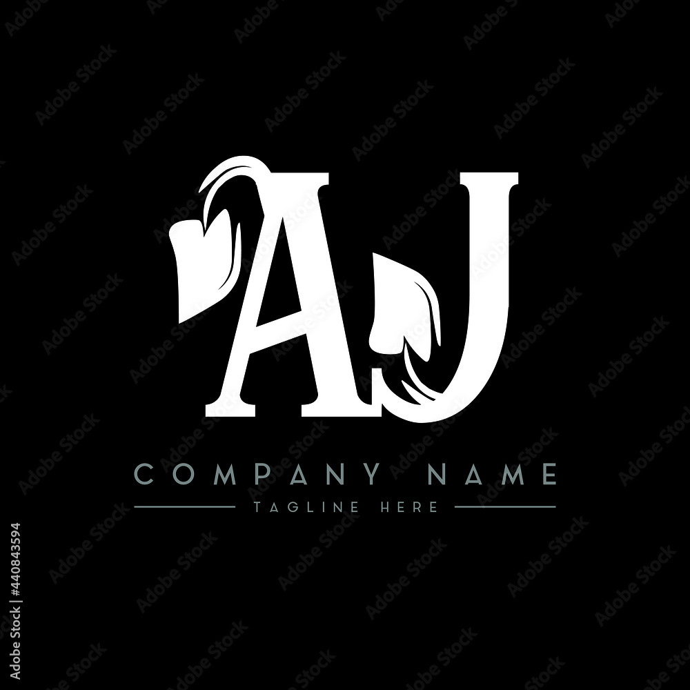 AJ letter logo design. AJ letter with leaf shape. AJ Creative two ...