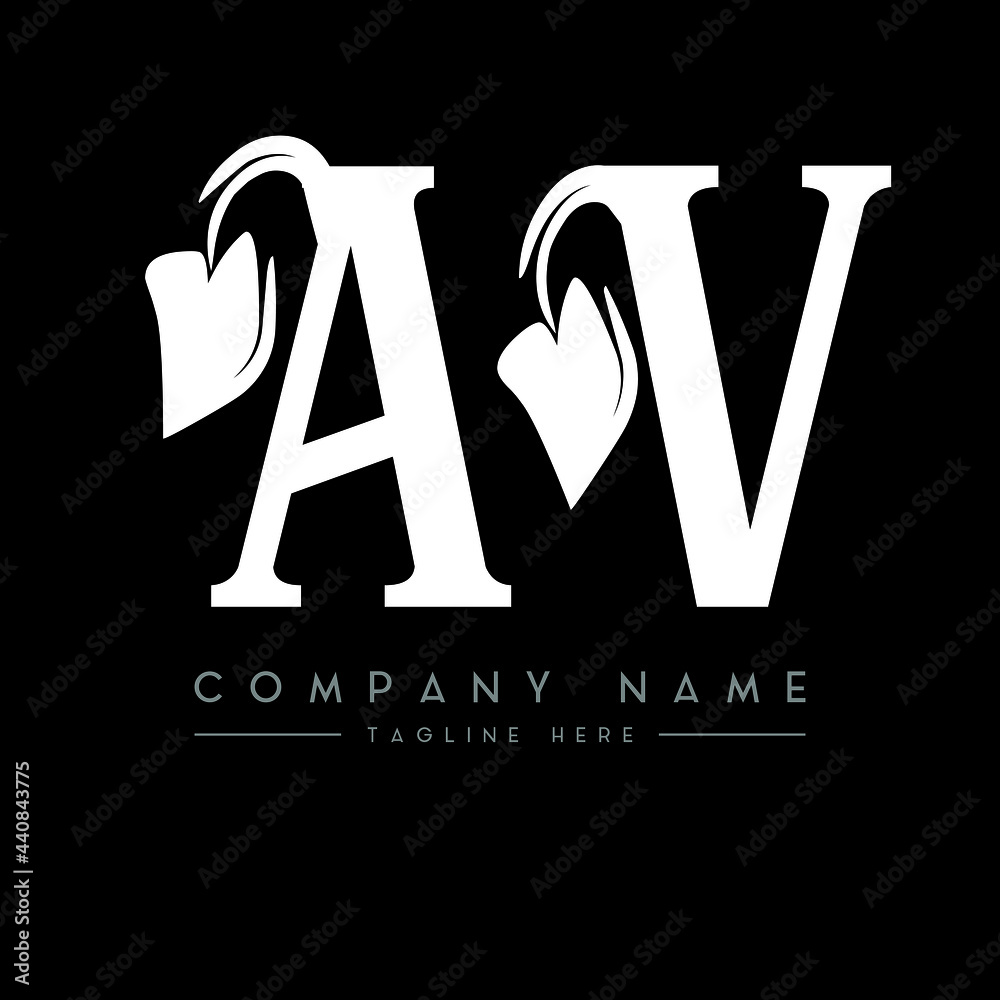 AV letter logo design. AV letter with leaf shape. AV Creative two ...