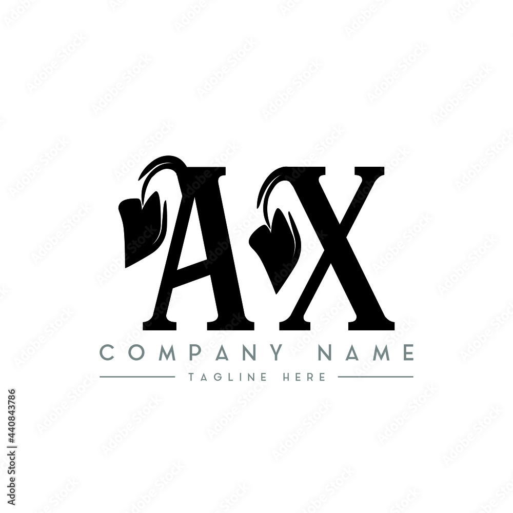AX letter logo design. AX letter with leaf shape. AX Creative two ...