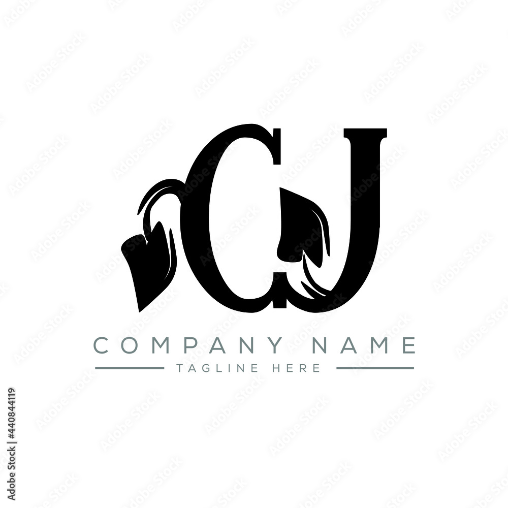 CJ letter logo design. CJ letter with leaf shape. CJ Creative two ...