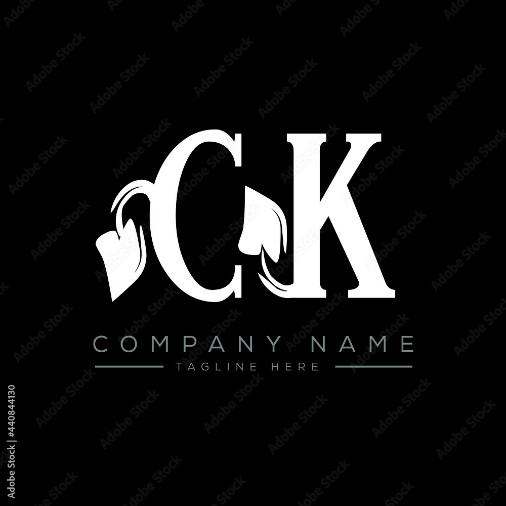 CK letter logo design. CK letter with leaf shape. CK Creative two ...