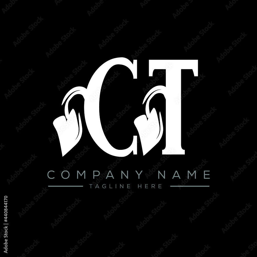 Vecteur Stock CT letter logo design. CT letter with leaf shape. CT ...
