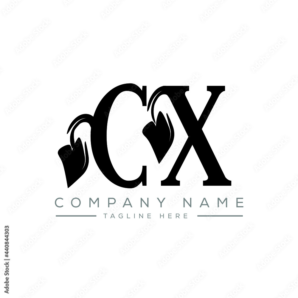 CX letter logo design. CX letter with leaf shape. CX Creative two ...