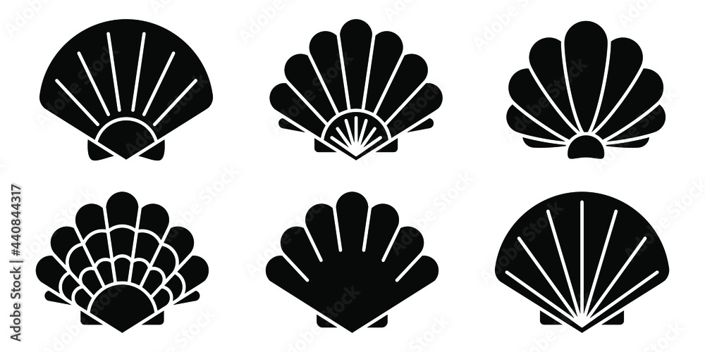Sea shell icon. Set of pearl shell icons. Vector illustration. Shell ...
