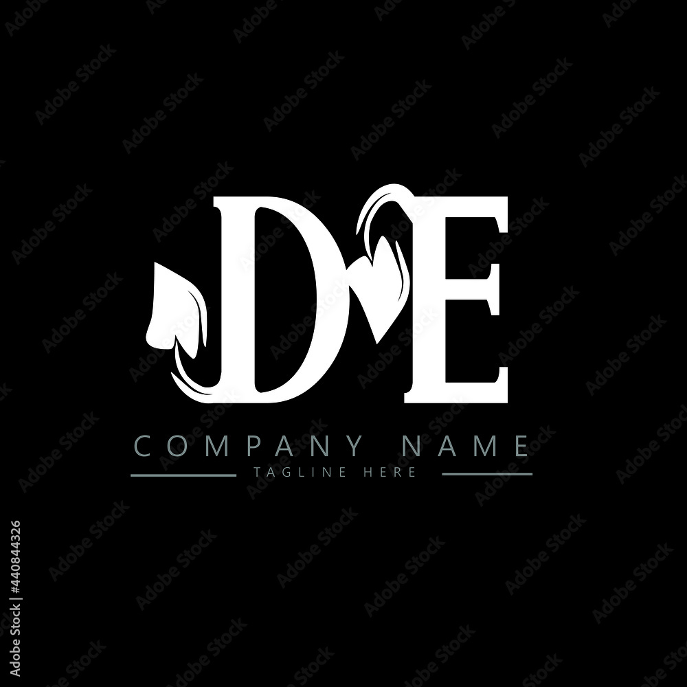 DE letter logo design. DE letter with leaf shape. DE Creative two ...