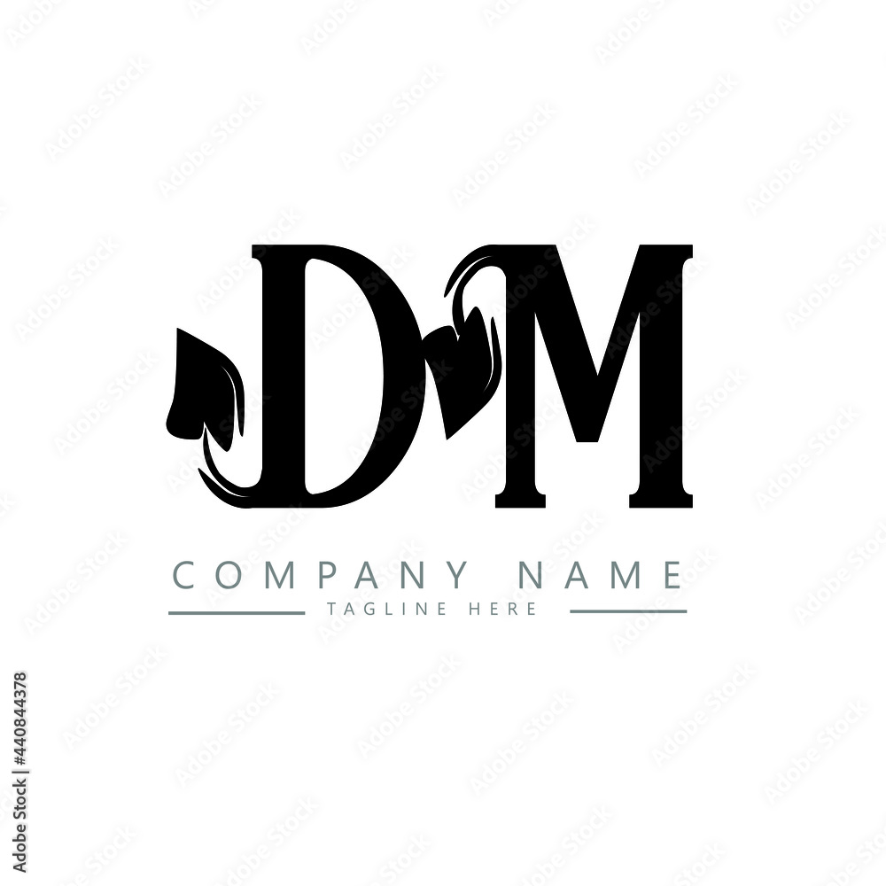DM letter logo design. DM letter with leaf shape. DM Creative two ...