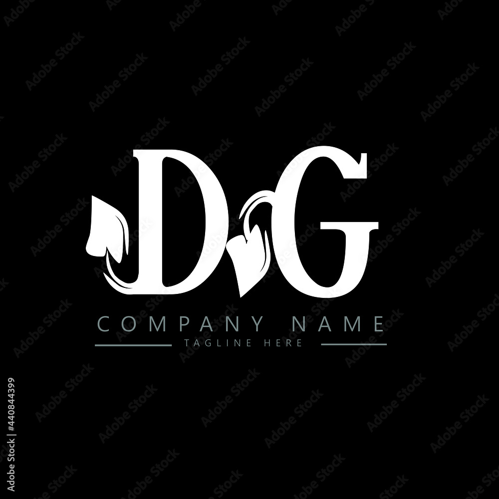 DG letter logo design. DG letter with leaf shape. DG Creative two ...