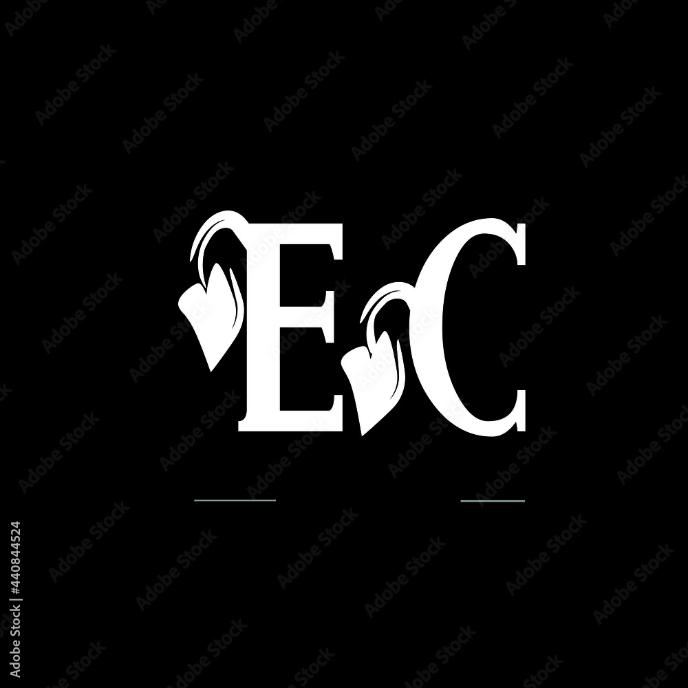 EC letter logo design. EC letter with leaf shape. EC Creative two ...