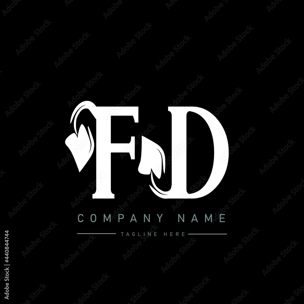 FD letter logo design. FD letter with leaf shape. FD Creative two ...