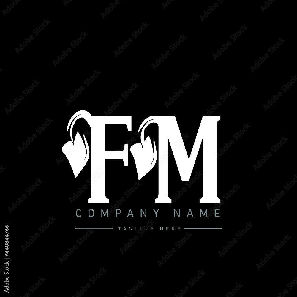 FM letter logo design. FM letter with leaf shape. FM Creative two ...