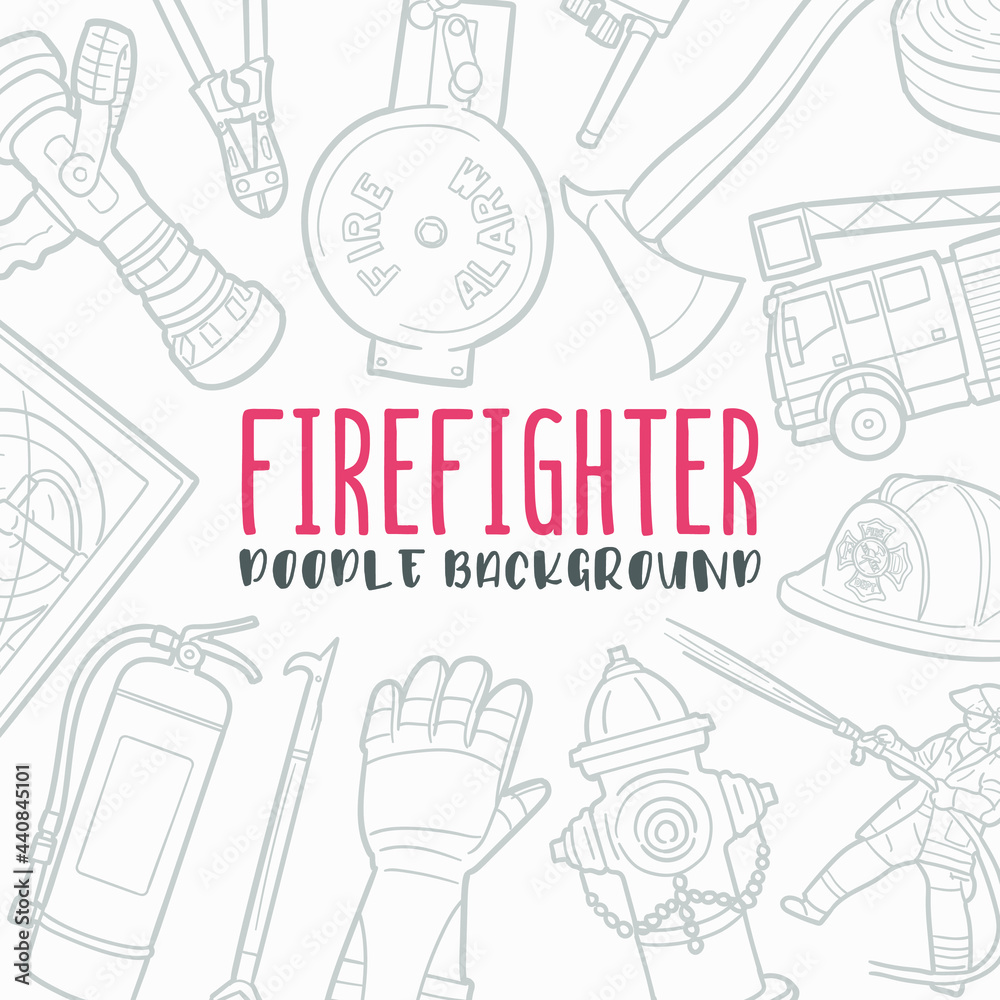 Firefighter Doodle Banner Icon. Fireman Profesional Vector Illustration ...