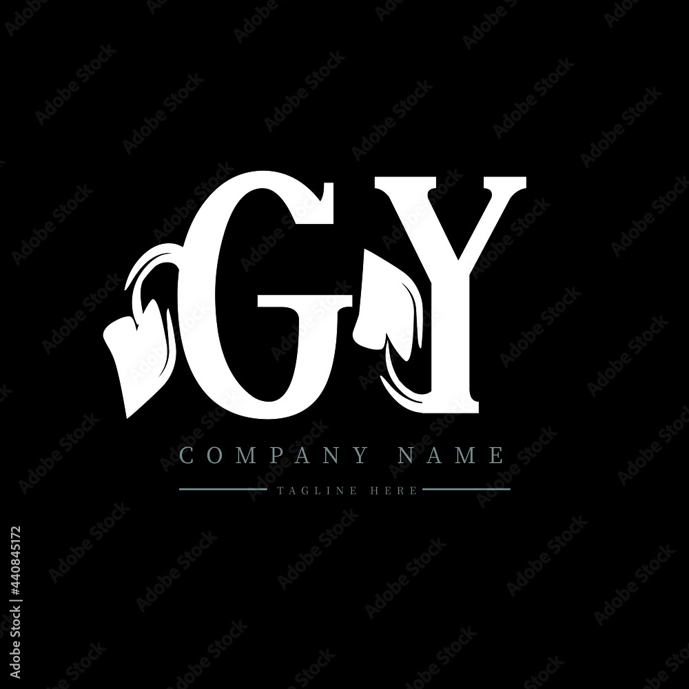 GY letter logo design. GY letter with leaf shape. GY Creative two ...