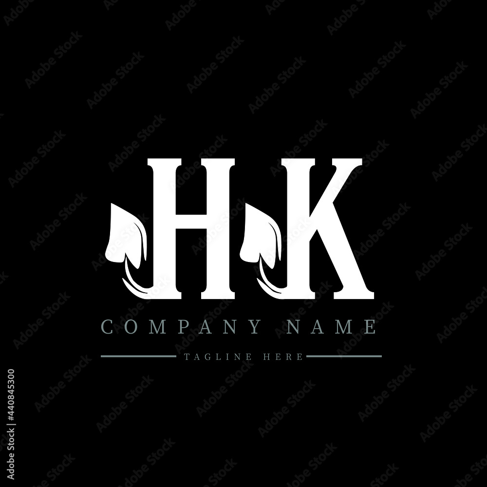 HK letter logo design. HK letter with leaf shape. HK Creative two ...
