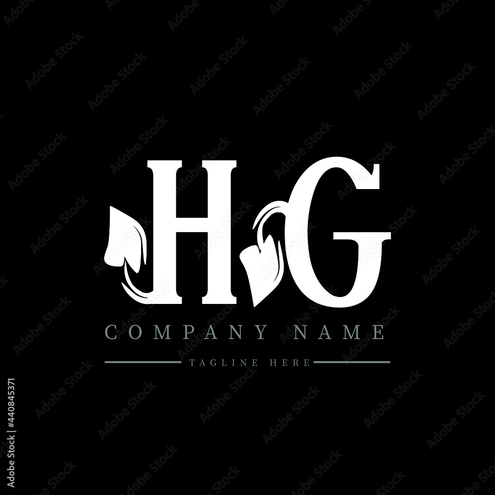 HG letter logo design. HG letter with leaf shape. HG Creative two ...