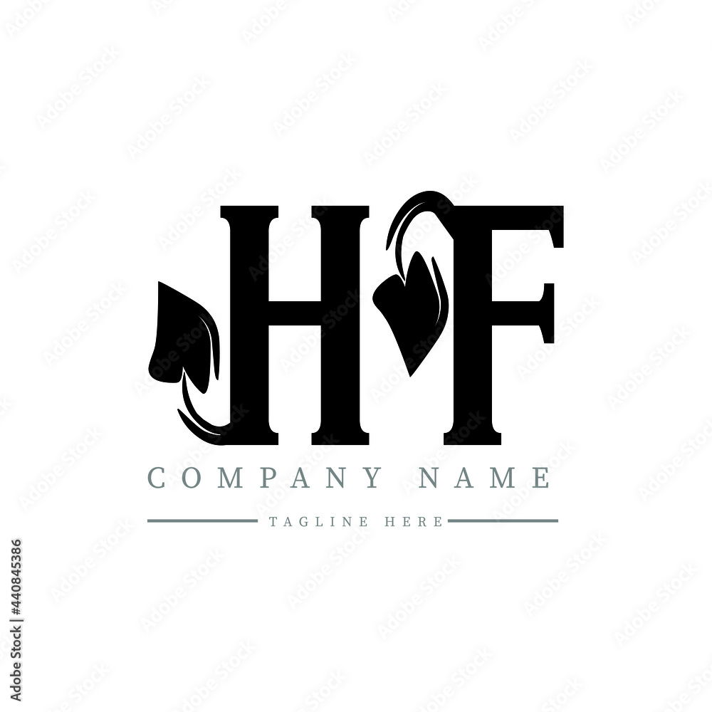 HF letter logo design. HF letter with leaf shape. HF Creative two ...