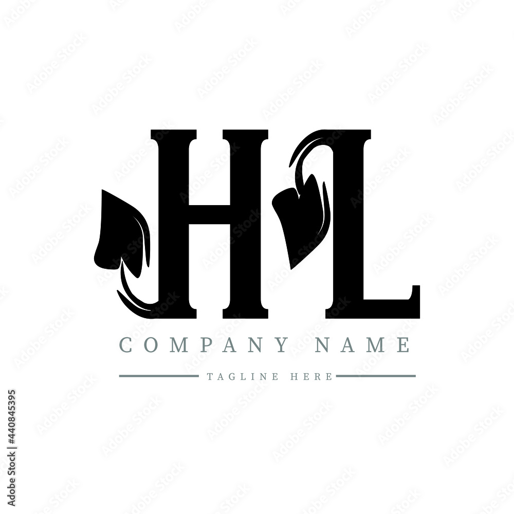 HL letter logo design. HL letter with leaf shape. HL Creative two ...