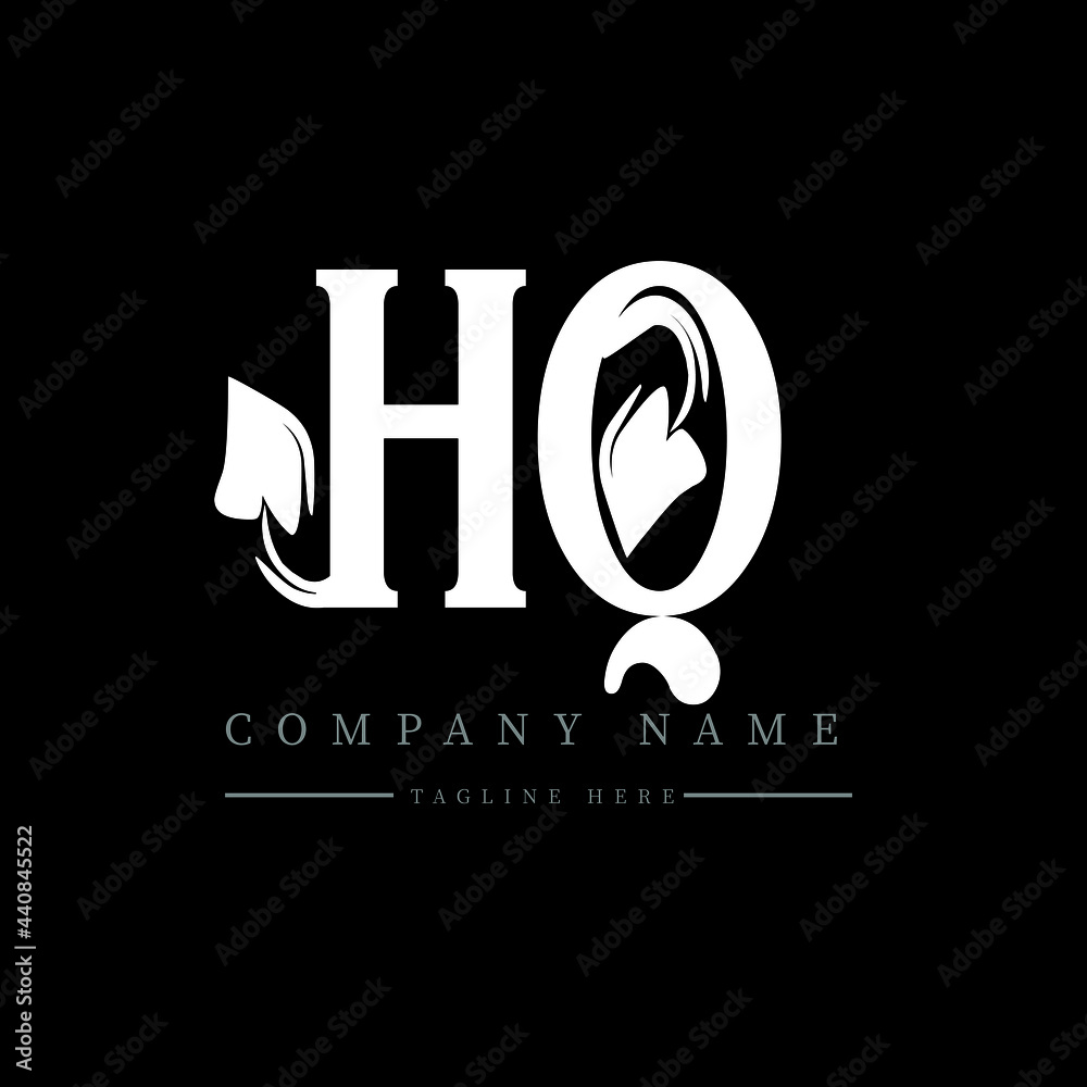 HQ letter logo design. HQ letter with leaf shape. HQ Creative two ...