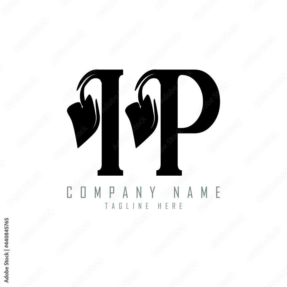 IP letter logo design. IP letter with leaf shape. IP Creative two ...