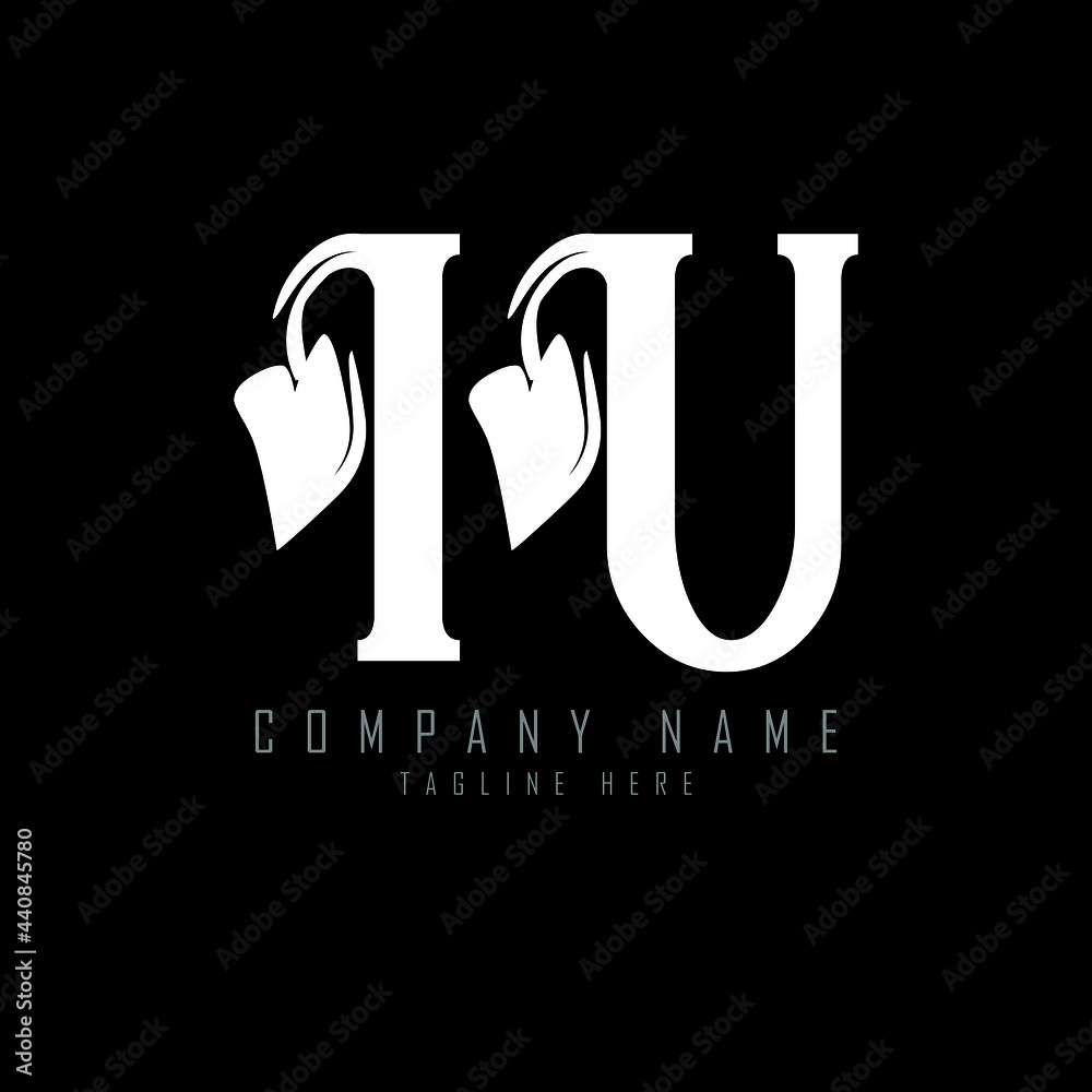 IU letter logo design. IU letter with leaf shape. IU Creative two ...