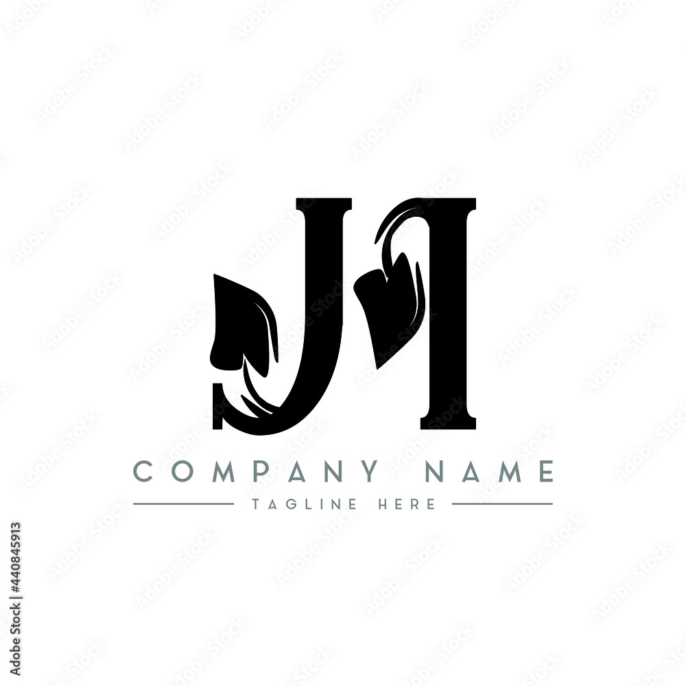 JI letter logo design. JI letter with leaf shape. JI Creative two ...