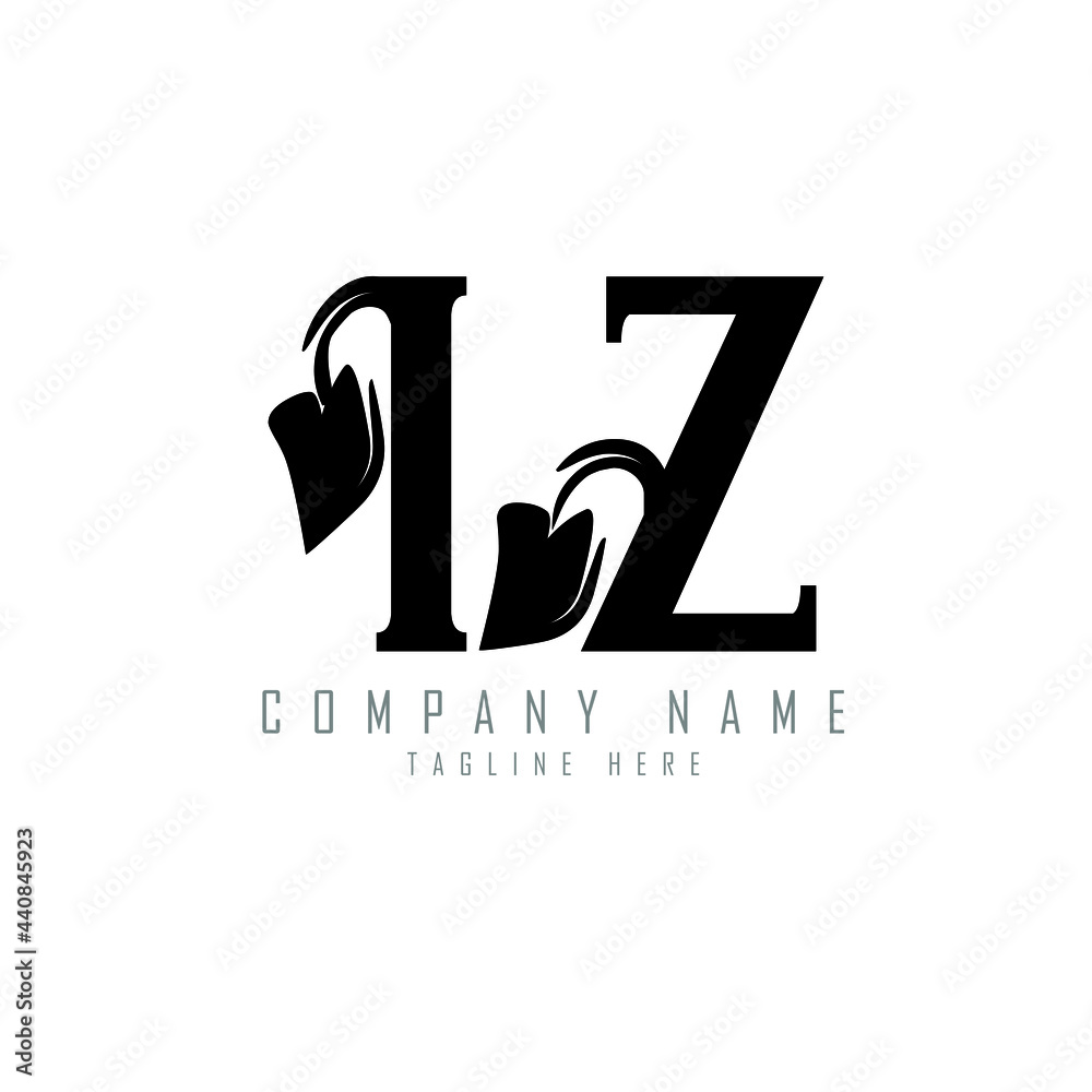 IZ letter logo design. IZ letter with leaf shape. IZ Creative two ...