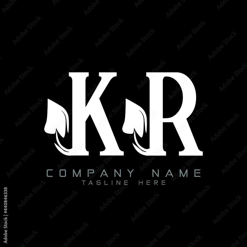 KR letter logo design. KR letter with leaf shape. KR Creative two ...