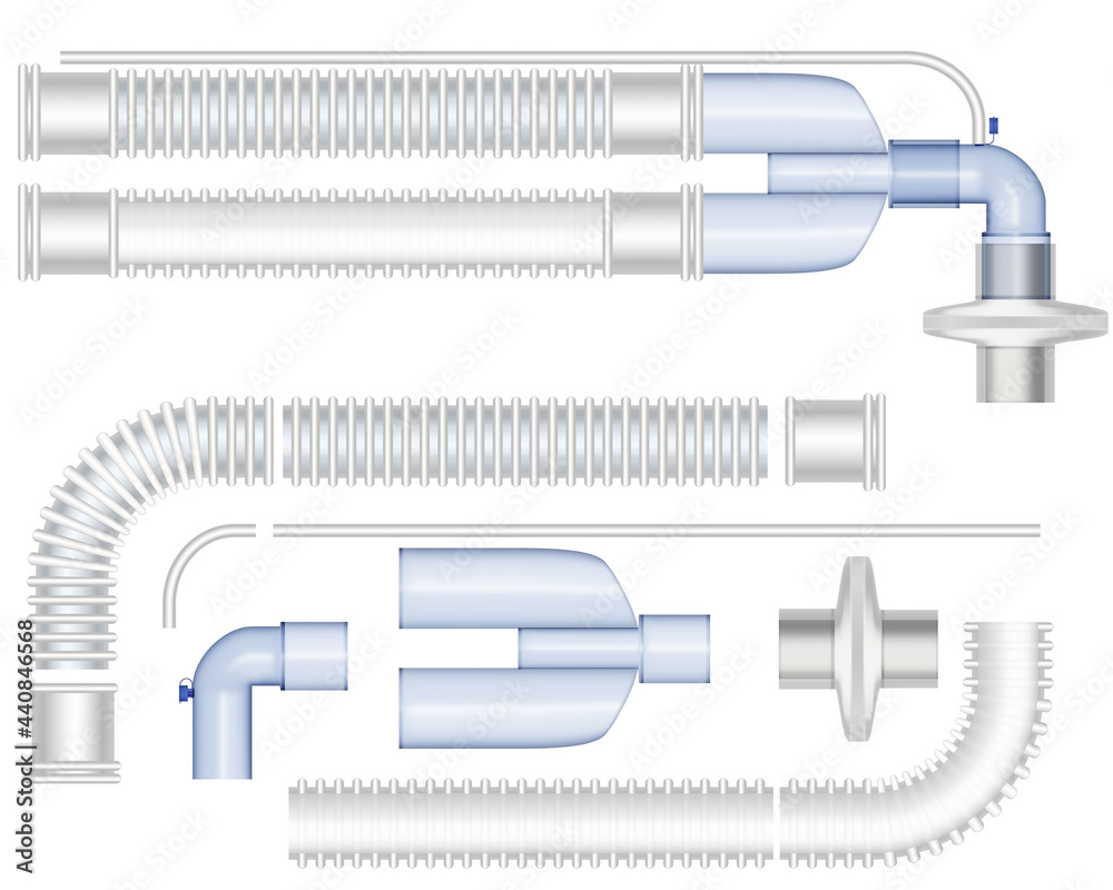 Breathing circuit set for mechanical ventilation, patient tube ...
