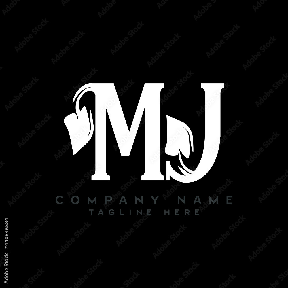MJ letter logo design. MJ letter with leaf shape. MJ Creative two ...