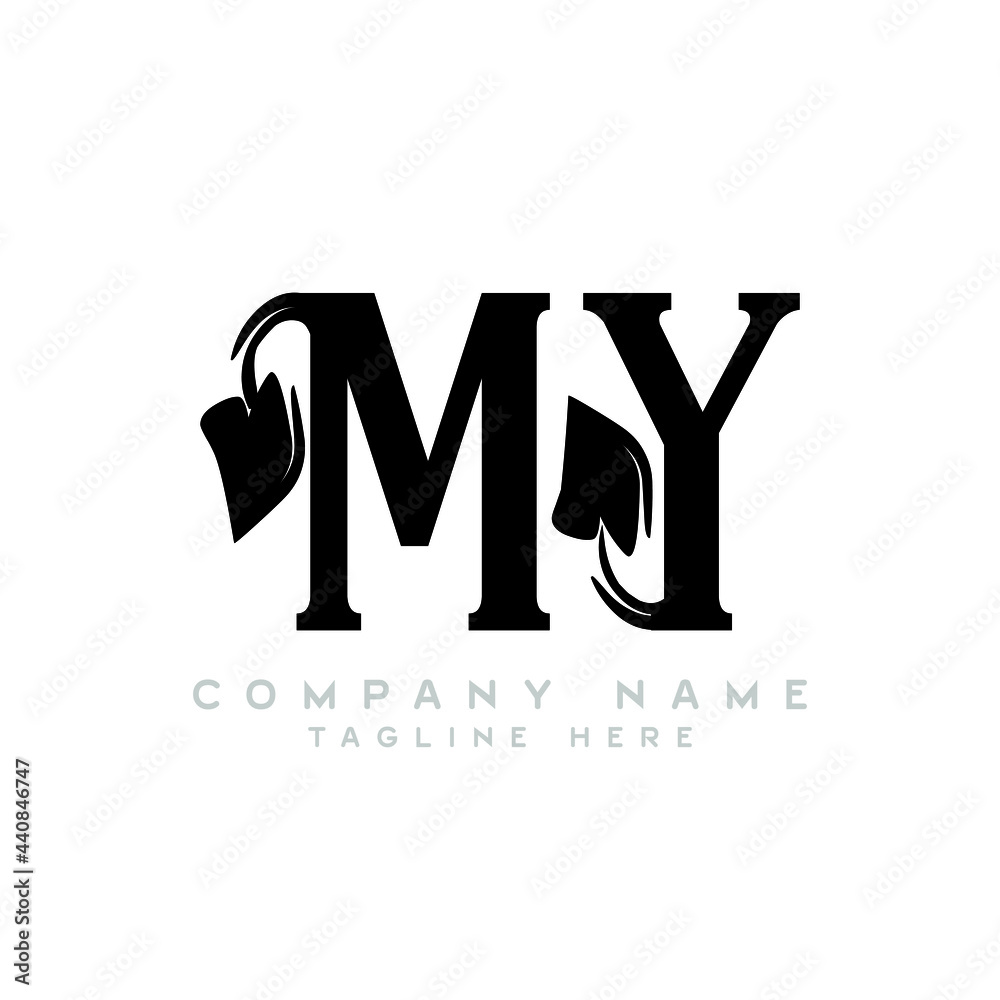 MY letter logo design. MY letter with leaf shape. MY Creative two ...