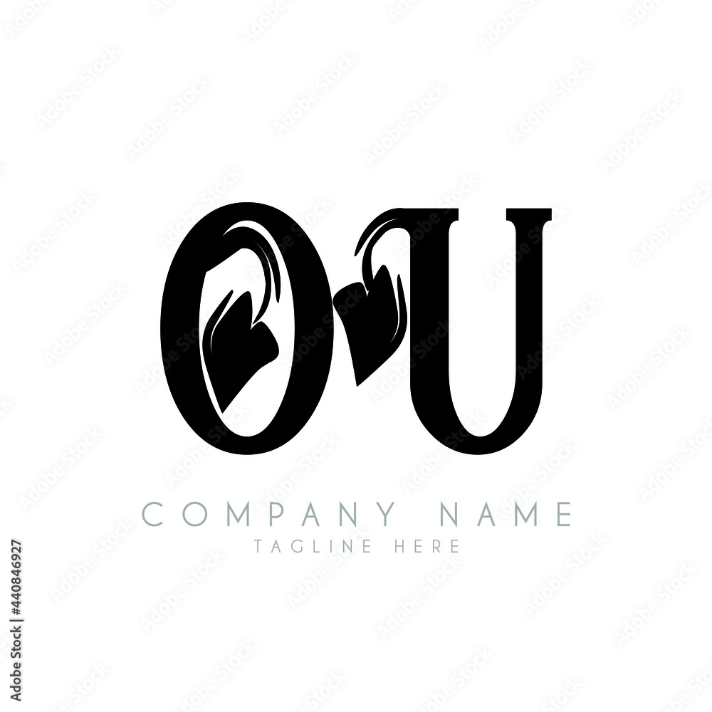 OU letter logo design. OU letter with leaf shape. OU Creative two ...
