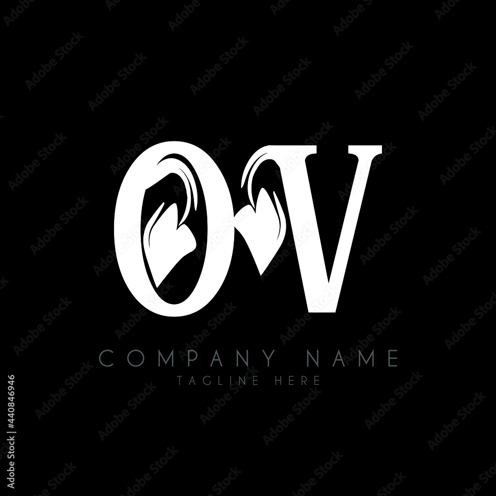 OV letter logo design. OV letter with leaf shape. OV Creative two ...