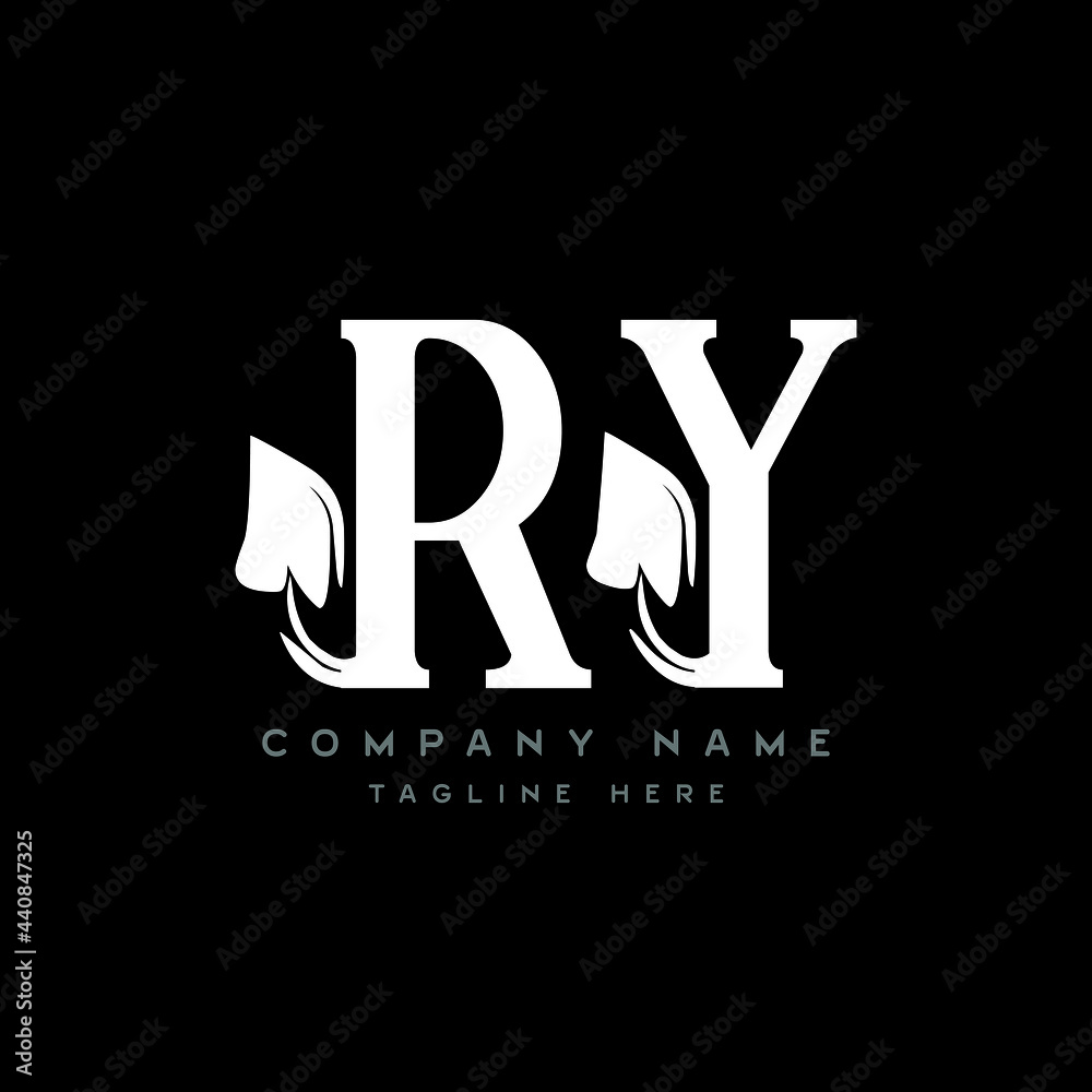 RY letter logo design. RY letter with leaf shape. RY Creative two ...