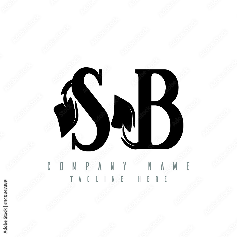 SB letter logo design. SB letter with leaf shape. SB Creative two ...