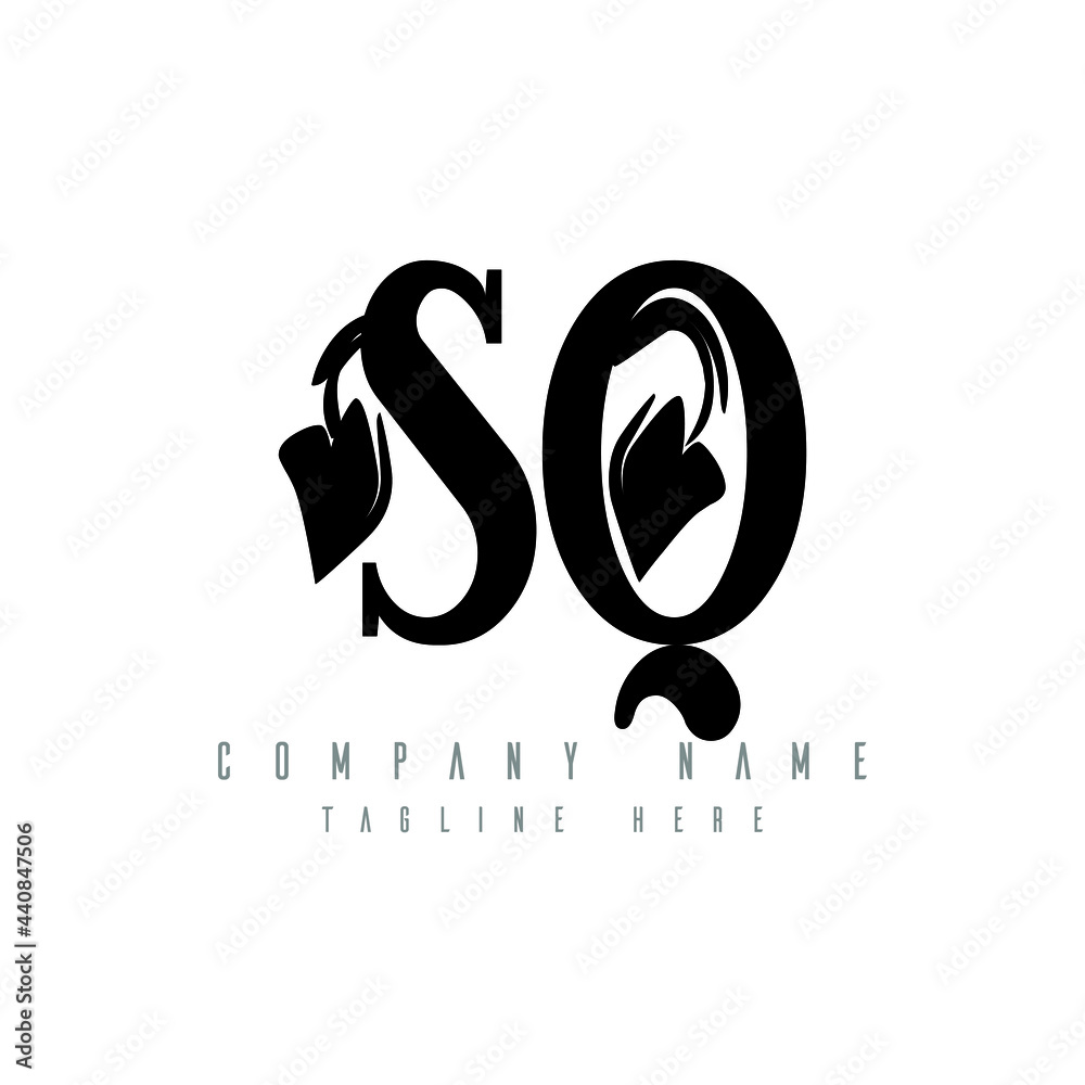 Vetor de SQ letter logo design. SQ letter with leaf shape. SQ Creative ...