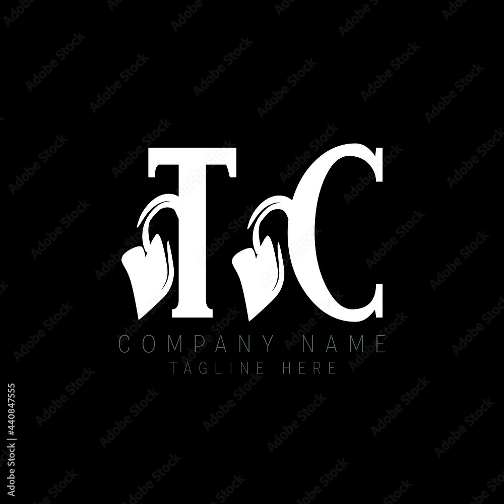 Vecteur Stock TC letter logo design. TC letter with leaf shape. TC ...