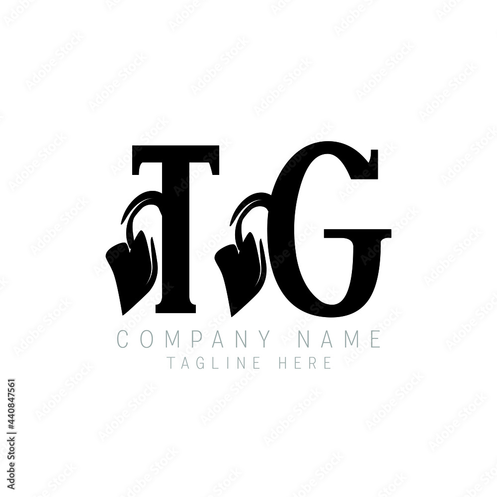Vetor de TG letter logo design. TG letter with leaf shape. TG Creative ...