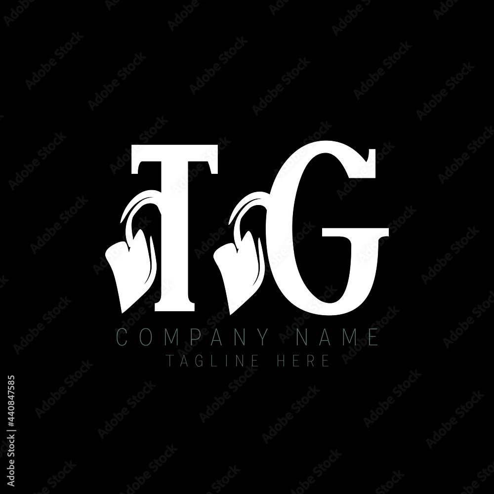 Vecteur Stock TG letter logo design. TG letter with leaf shape. TG ...