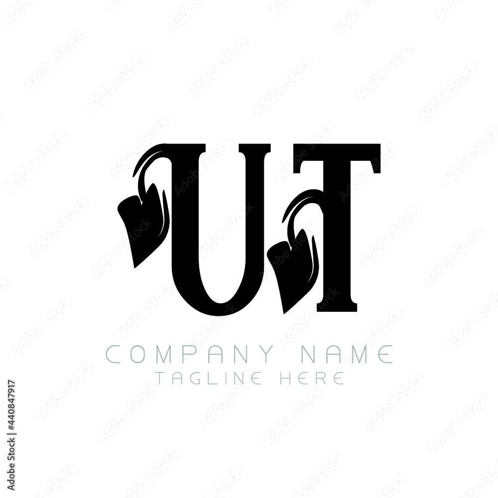 UT letter logo design. UT letter with leaf shape. UT Creative two ...