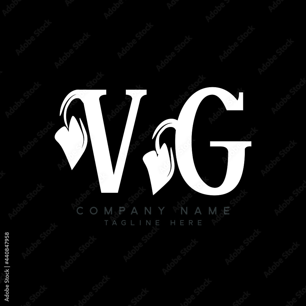 VG letter logo design. VG letter with leaf shape. VG Creative two ...