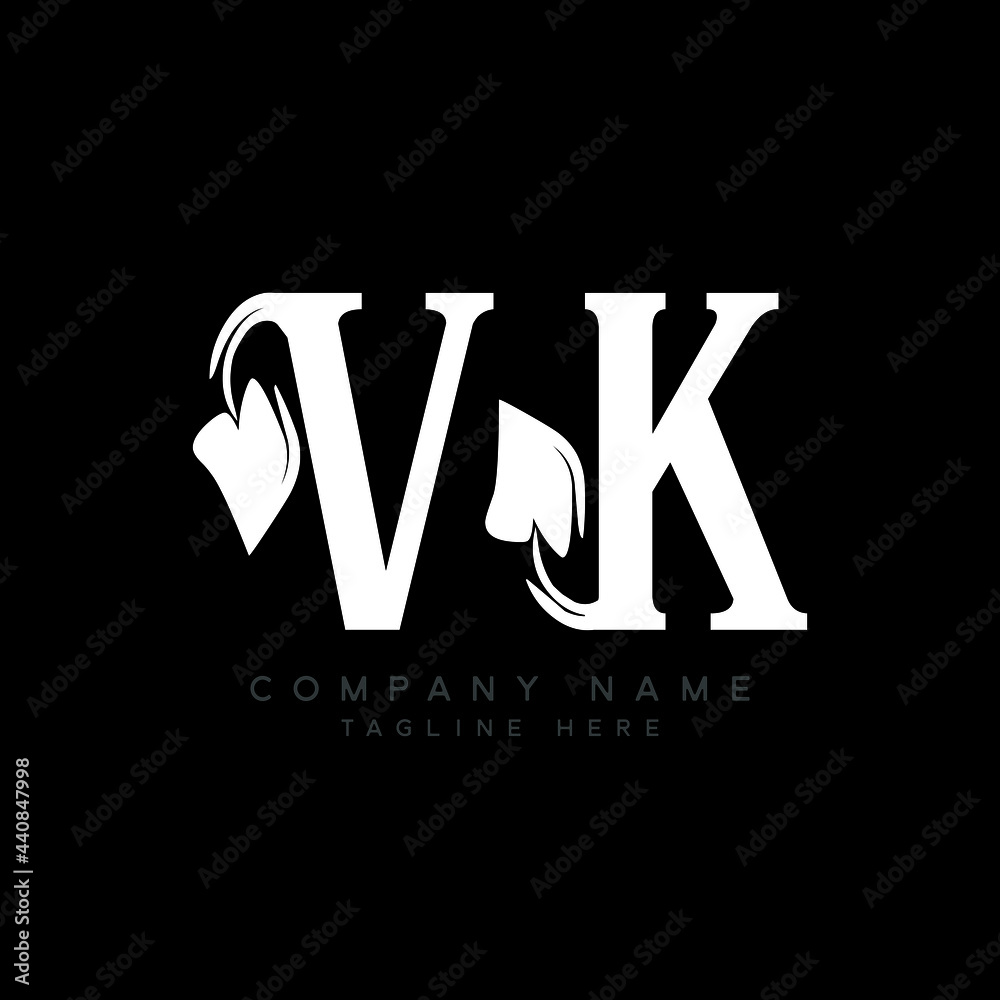 VK letter logo design. VK letter with leaf shape. VK Creative two ...