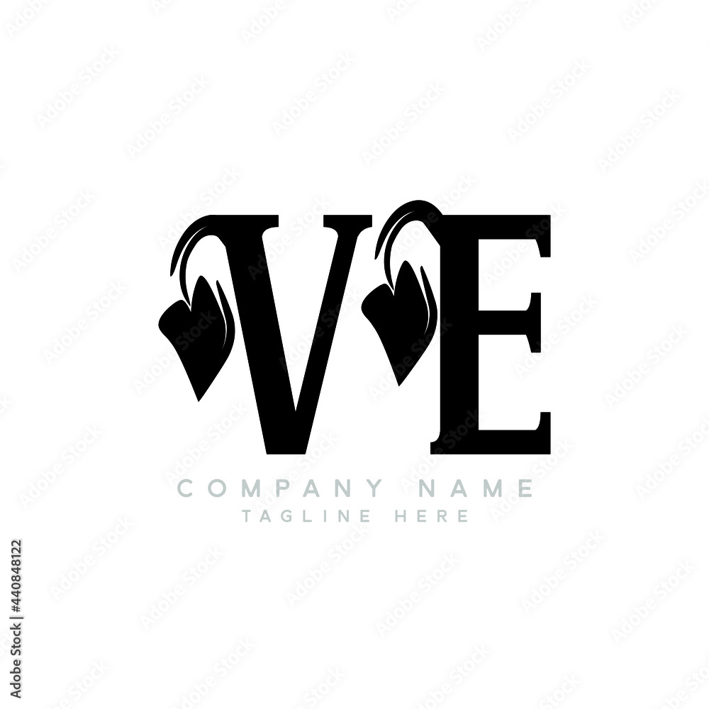 Vetor de VE letter logo design. VE letter with leaf shape. VE Creative ...