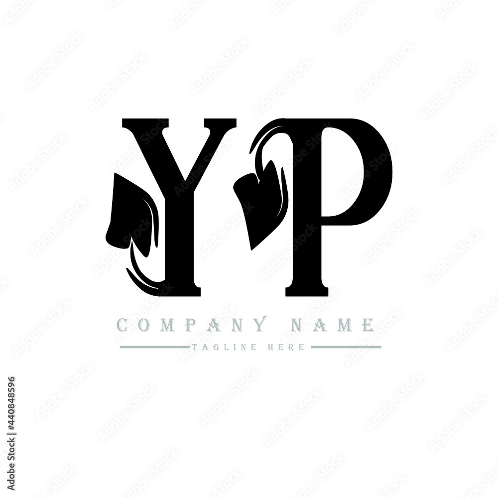 Vetor de YP letter logo design. YP letter with leaf shape. YP Creative ...