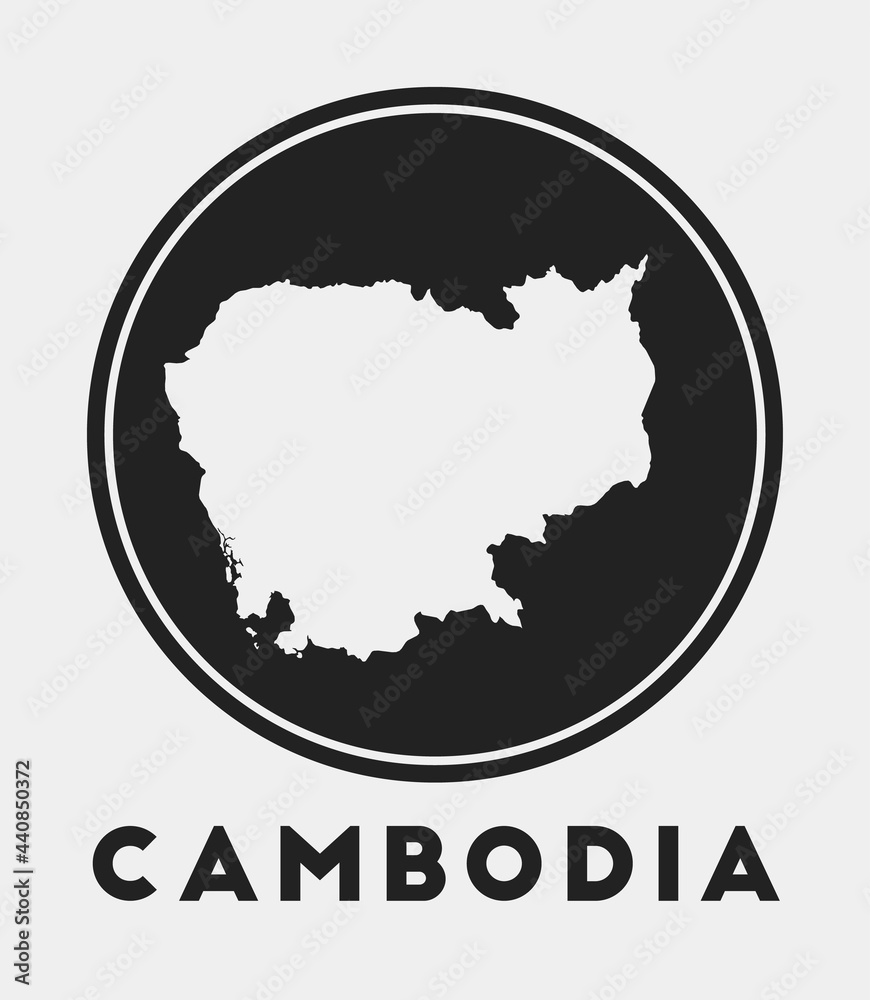 Cambodia icon. Round logo with country map and title. Stylish Cambodia ...